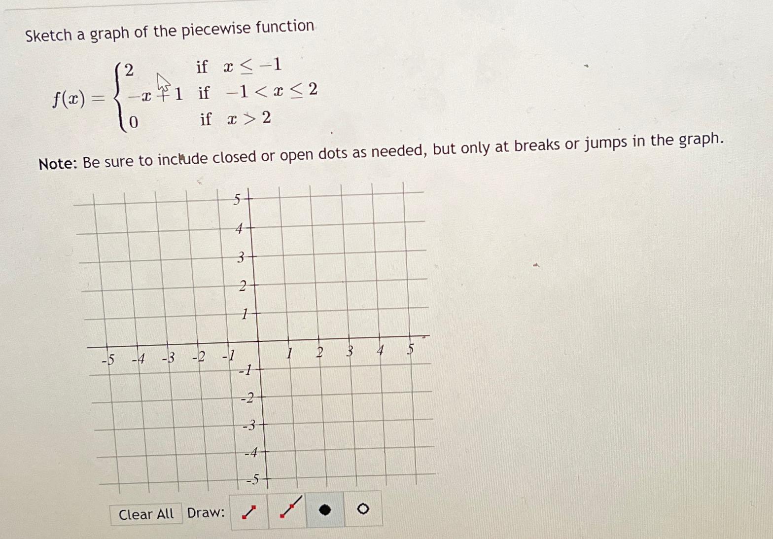 Solved Sketch a graph of the piecewise | Chegg.com