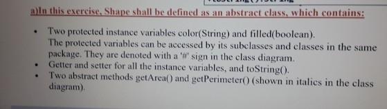Solved Shape -color:String = "red" -filled:boolean = true | Chegg.com