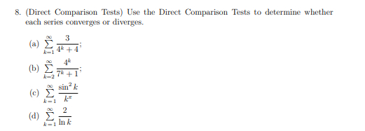 (Direct Comparison Tests) ﻿Use the Direct Comparison | Chegg.com