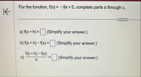 Solved For the function, f(x)=-9x 5, ﻿complete parts a | Chegg.com