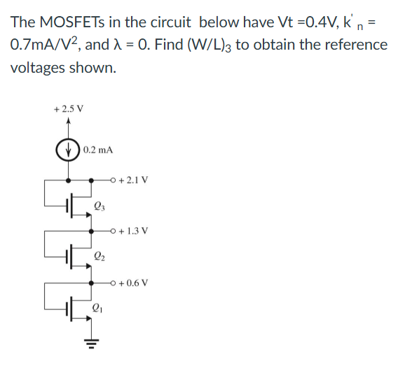 Solved The MOSFETs in ﻿the circuit below have | Chegg.com
