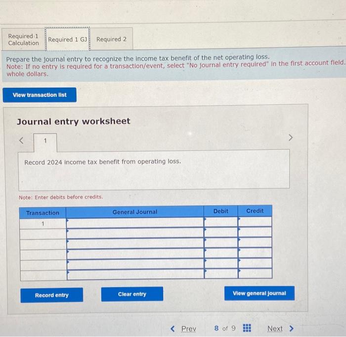 Solved Prepare the journal entry to recognize the income tax | Chegg.com