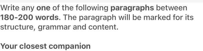 Solved Write any one of the following paragraphs between | Chegg.com