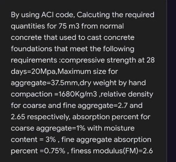 Solved By using ACI code, Calcuting the required quantities | Chegg.com