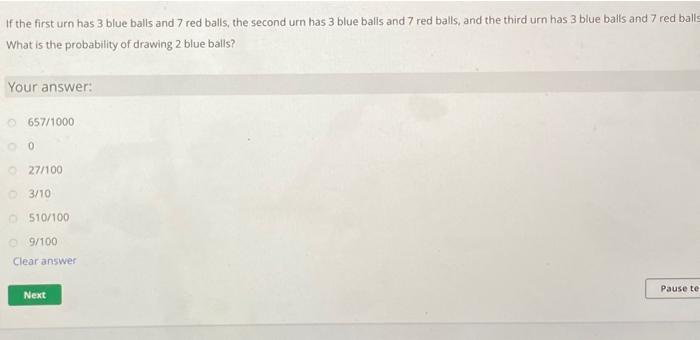 Solved There are 3 urns each containing 10 balls whose | Chegg.com