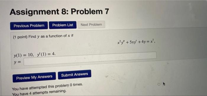 Solved Assignment 8: Problem 7 Previous Problem Problem List | Chegg.com