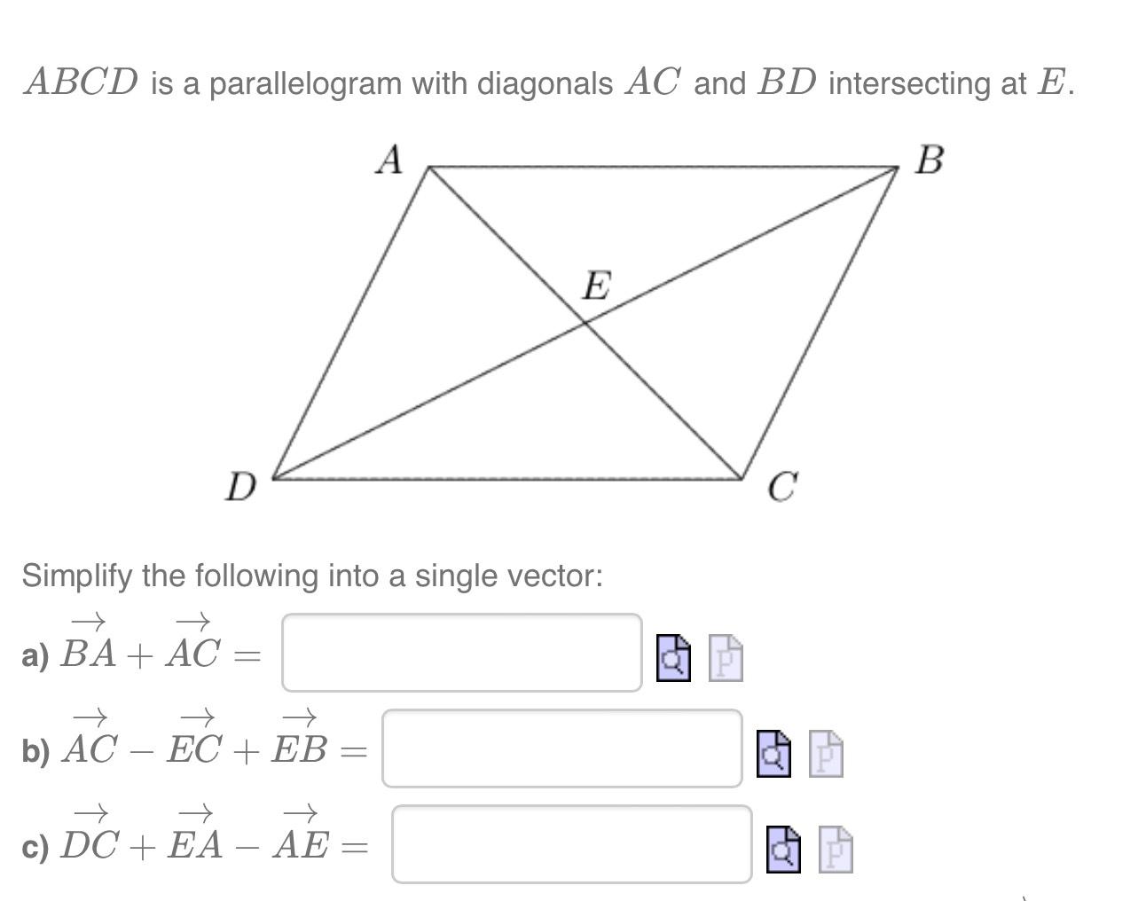 Solved ABCD is a parallelogram with diagonals AC ﻿and BD | Chegg.com