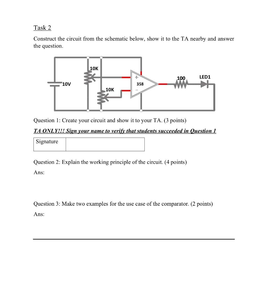 Solved Task 2 Construct the circuit from the schematic | Chegg.com