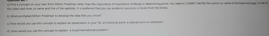 Solved a) Find a concept on your own from Milton Friedman | Chegg.com