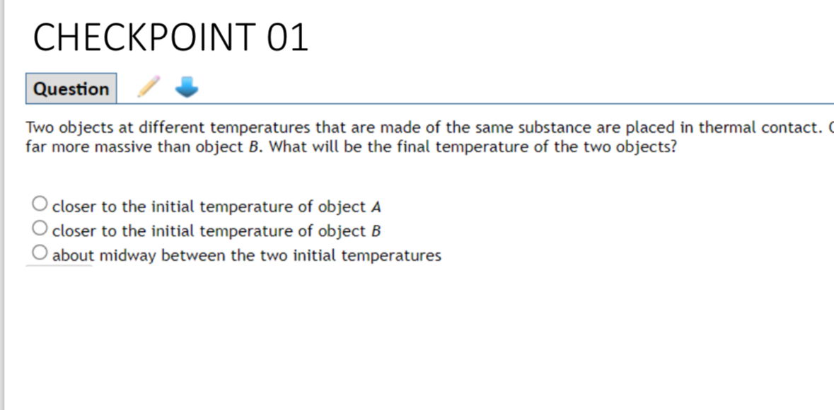 Solved CHECKPOINT 01QuestionTwo objects at different | Chegg.com