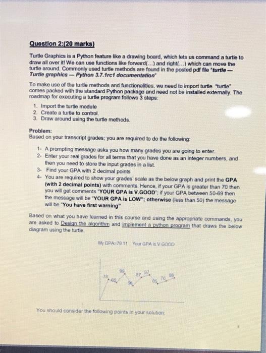 Solved Question 2:(20 marks) Turtle Graphics is a Python | Chegg.com