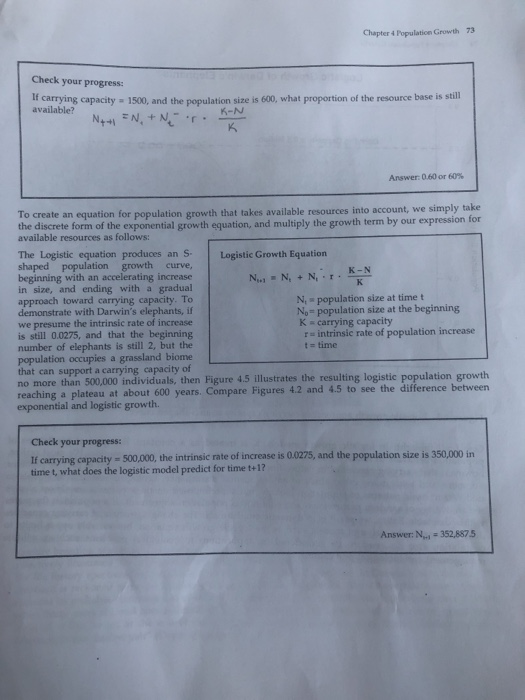 Solved Chapter 4 Population Growth 73 Check your progress If | Chegg.com