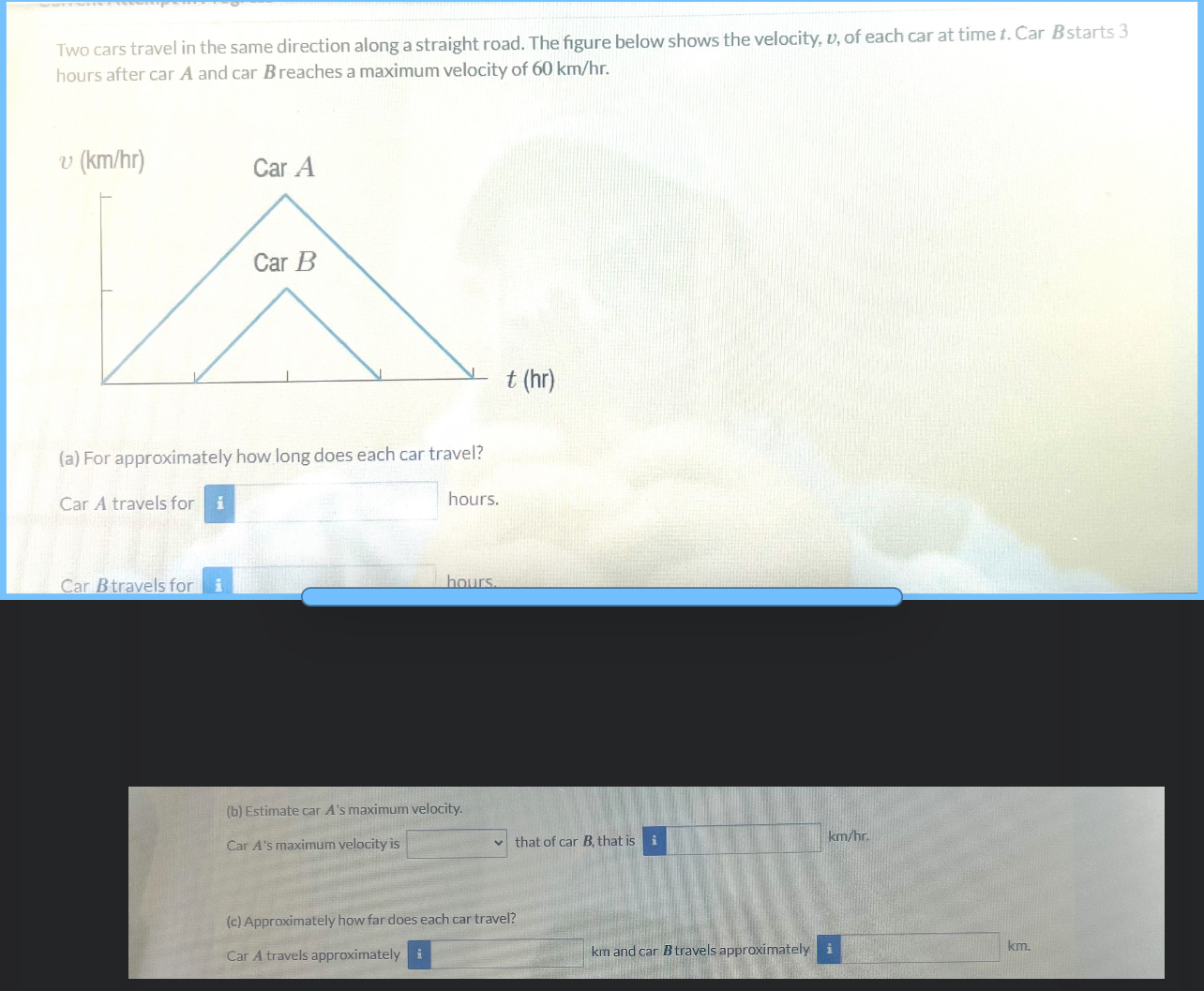 Solved Two cars travel in the same direction along a | Chegg.com