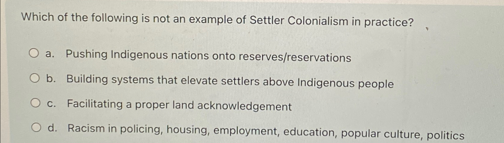 Solved Which of the following is not an example of Settler | Chegg.com