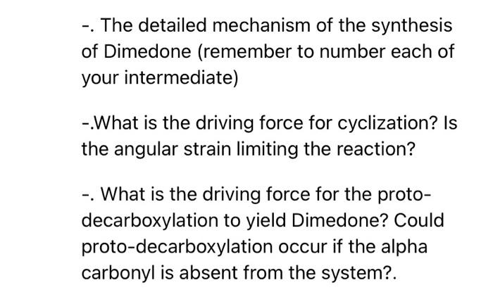 Solved The detailed mechanism of the synthesis of Dimedone | Chegg.com