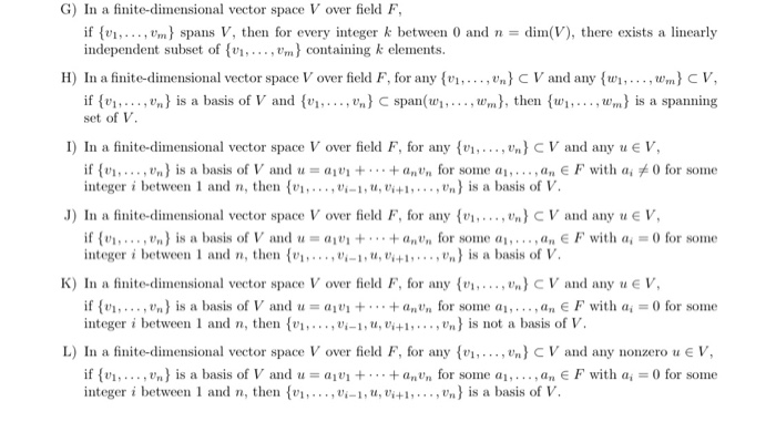 Solved G) In a finite-dimensional vector space V over field | Chegg.com