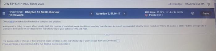 Solved Gray E34 MATH 0530 Spring 2022 Luke Henegar 04/26/22 | Chegg.com