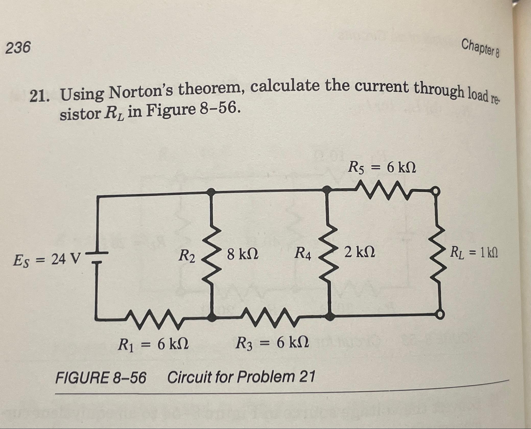 Solved 236Chapter821. ﻿Using Norton's theorem, calculate the | Chegg.com