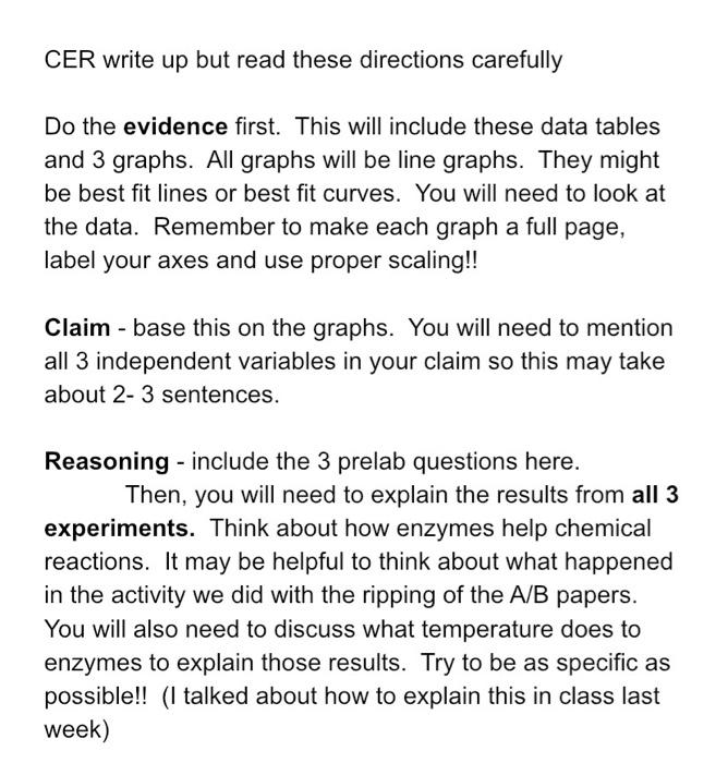 Solved Catalase Enzyme Lab write up Class | Chegg.com