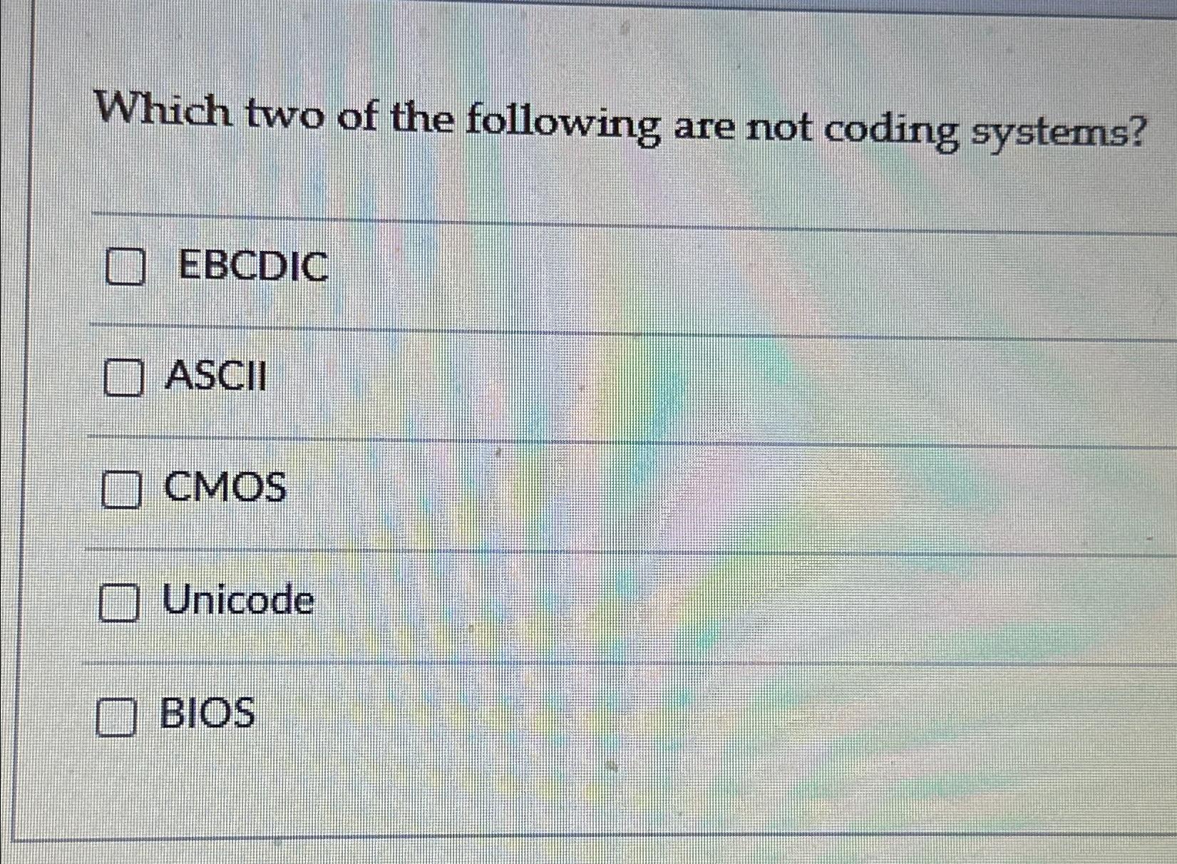 Solved Which two of the following are not coding | Chegg.com