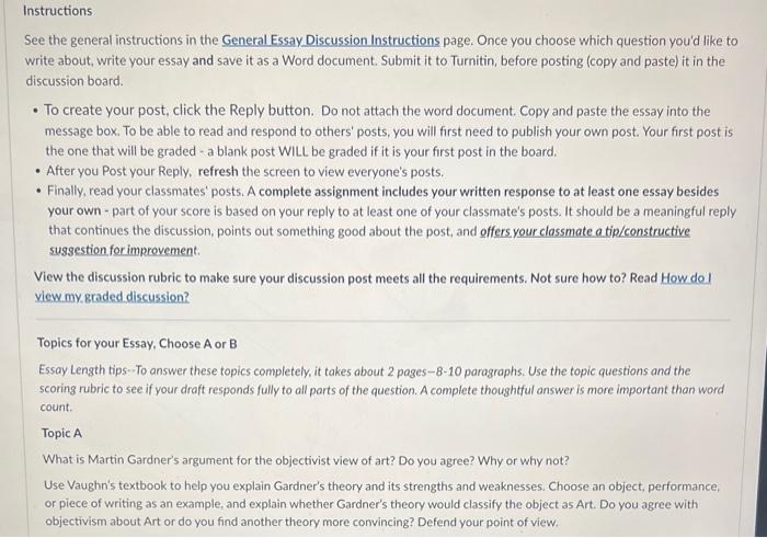 See the general instructions in the General Essay | Chegg.com