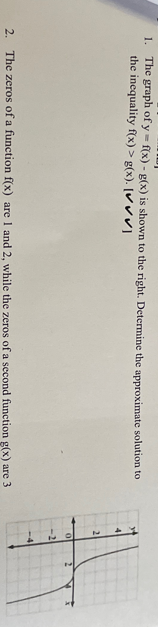 Solved The graph of y=f(x)-g(x) ﻿is shown to the right. | Chegg.com