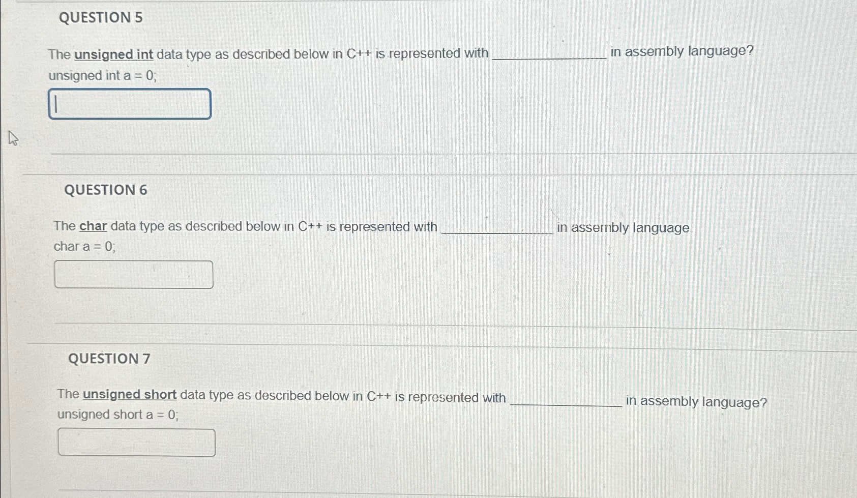 Solved QUESTION 5The unsigned int data type as described | Chegg.com