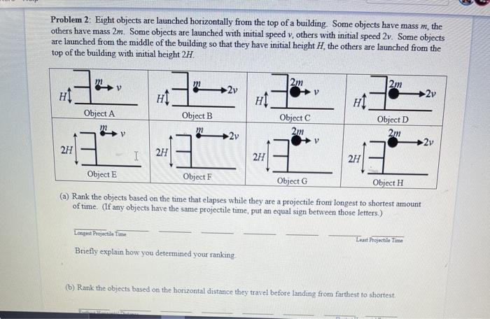 Solved Problem 2: Eight objects are launched horizontally | Chegg.com