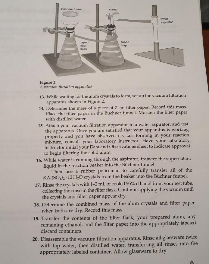 Solved PURPOSE OF THE EXPERIMENT Prepare alum from aluminum | Chegg.com
