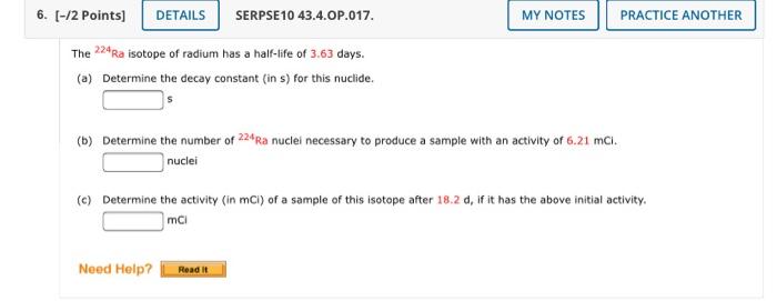 Solved 6. (-/2 points) DETAILS SERPSE 10 43.4.OP.017. MY | Chegg.com Solved 6. (-/2 points) DETAILS SERPSE 10 43.4.OP.017. MY | Chegg.com