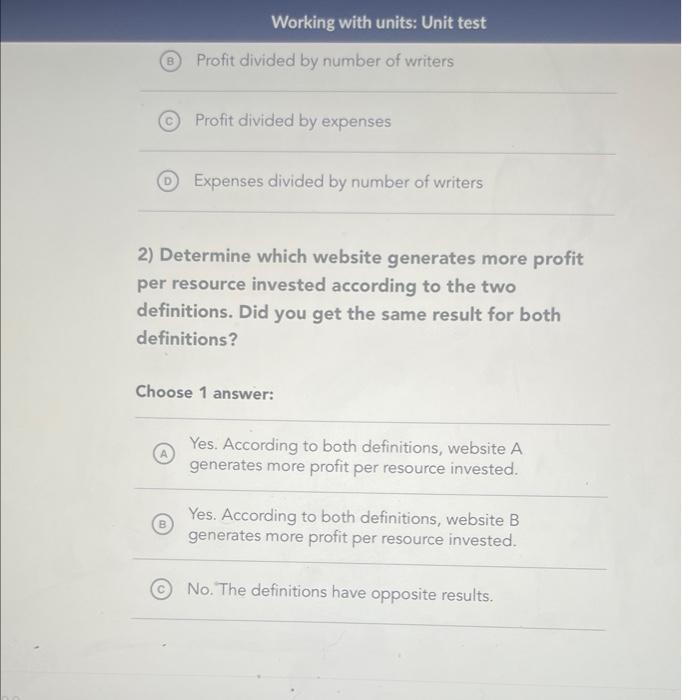 Solved Working with units: Unit test Charlotte wants to | Chegg.com