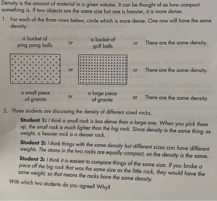 Solved Density is the amount of material in a given volume. | Chegg.com