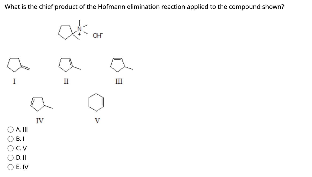 Solved What is the chief product of the Hofmann elimination | Chegg.com