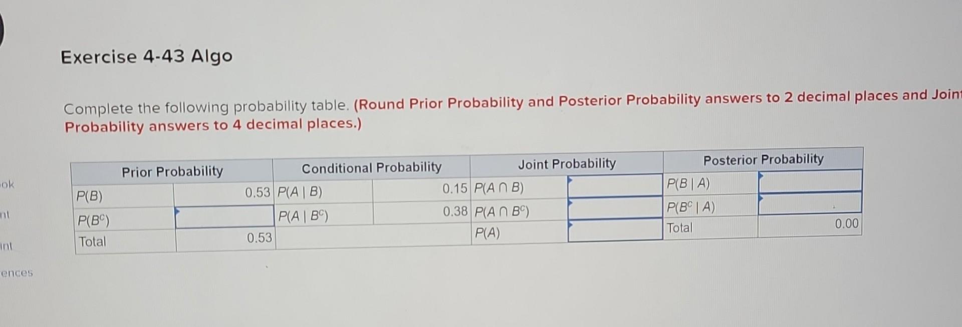 Solved Complete the following probability table. (Round | Chegg.com Solved Complete the following probability table. (Round | Chegg.com