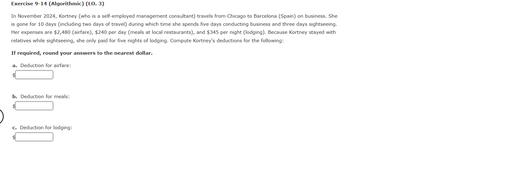 Solved Exercise 9-14 (Algorithmic) (LO. 3) ﻿In November | Chegg.com