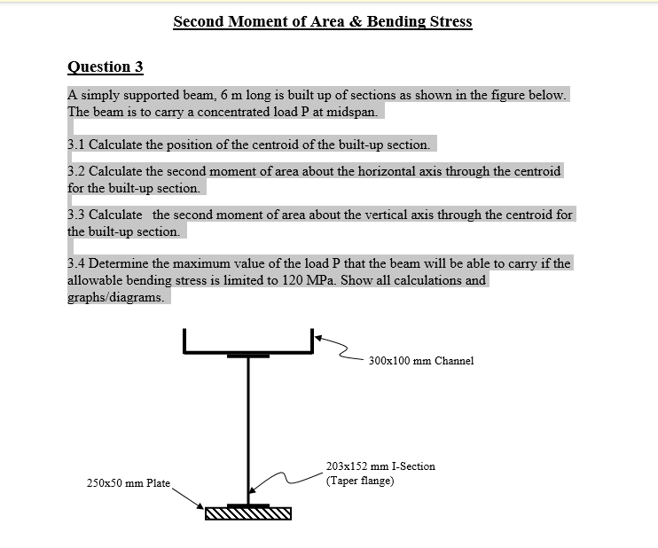 Second Moment of Area & Bending StressQuestion 3A | Chegg.com