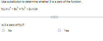 Solved Use substitution to determine whether 3 ﻿is a zero of | Chegg.com
