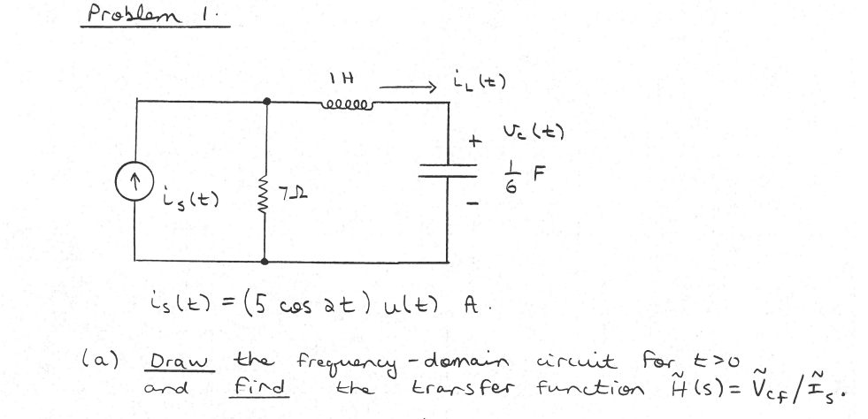 Solved Problem 1.is(t)=(5cos2t)u(t)A.(a) ﻿Draw the | Chegg.com