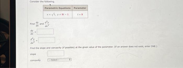 Solved Consider the following. Find dxdy and dx2d2y. dxdy= | Chegg.com