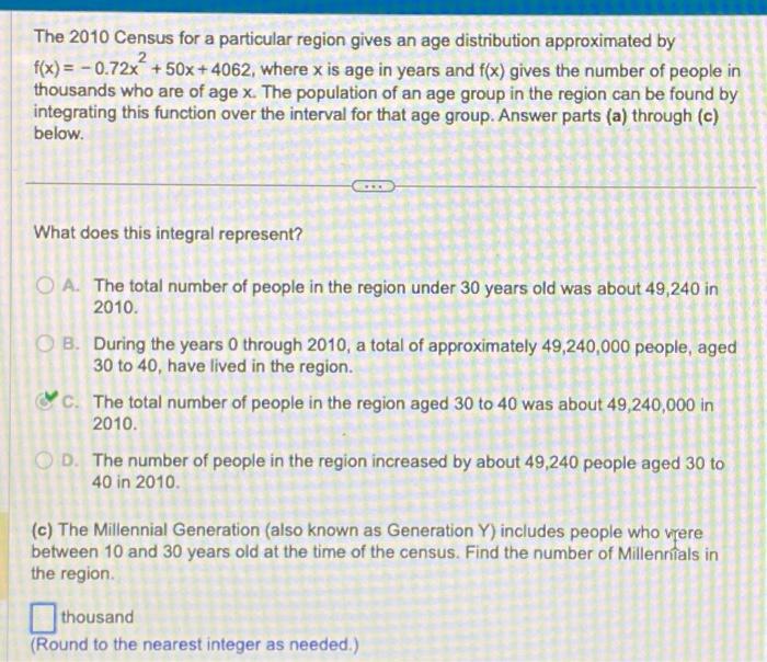 Solved The 2010 Census for a particular region gives an age | Chegg.com