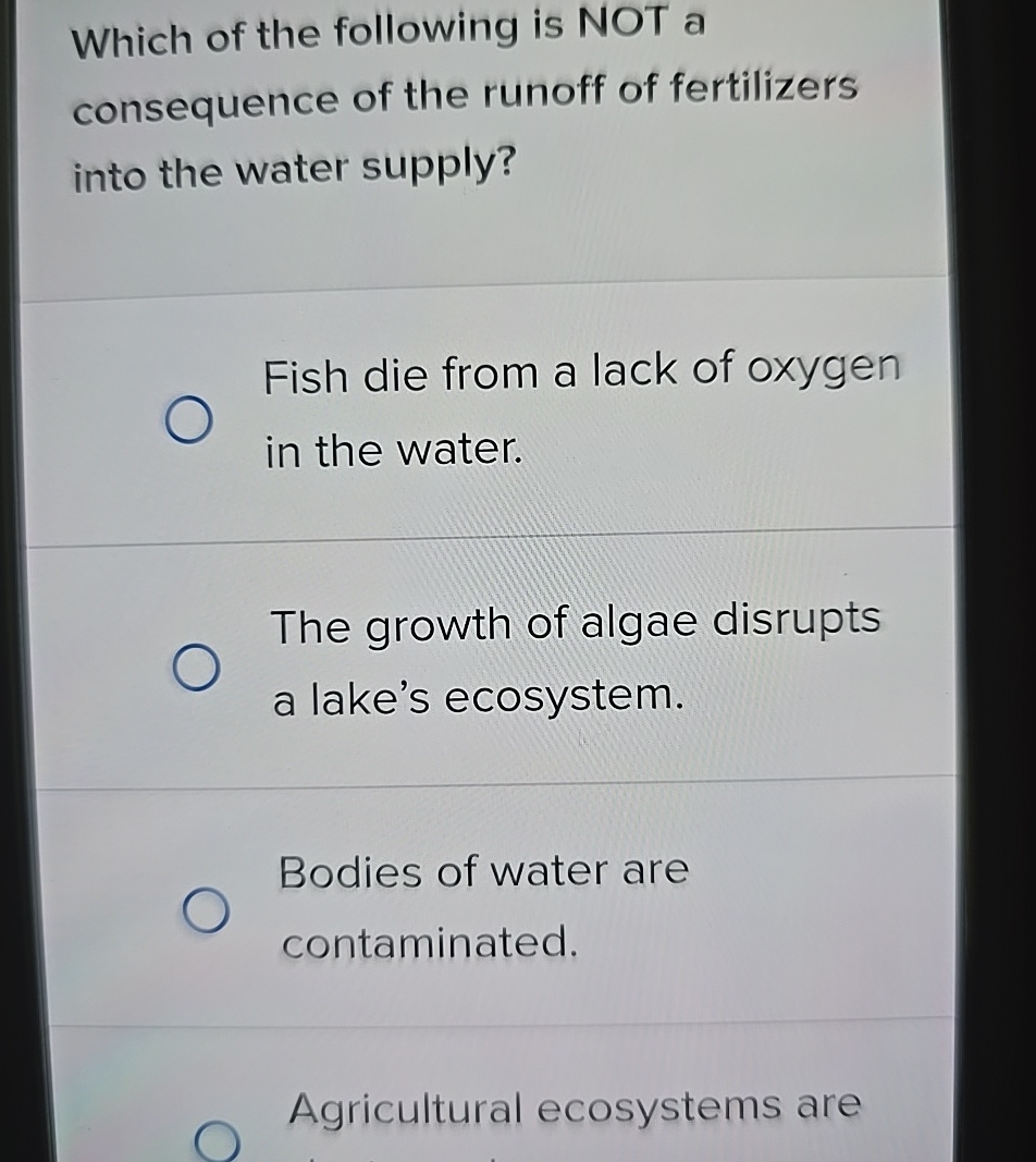 Solved Which of the following is NOT a consequence of the | Chegg.com