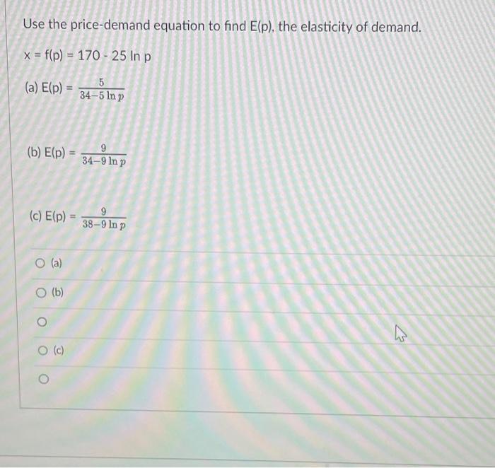 Solved Use the price demand equation p+0.5x=120;0≤x≤120 Find | Chegg.com