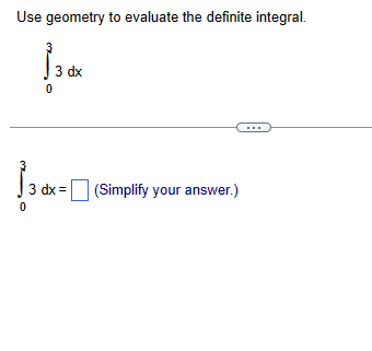 Solved Use geometry to evaluate the definite integral.∫033dx | Chegg.com