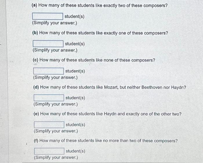 The 68 students in a classical music lecture class | Chegg.com