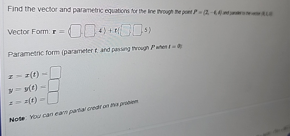 Solved Find the vector and parametric equations for the line | Chegg.com