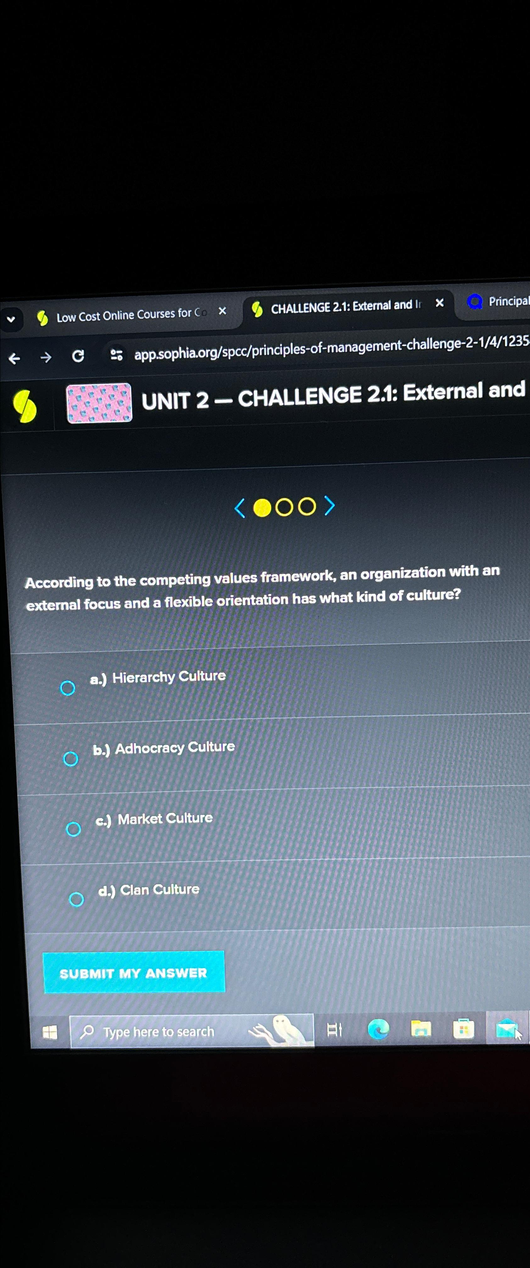 Solved According to the competing values framework, an | Chegg.com