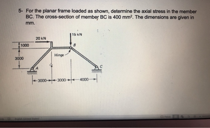Solved 5- For the planar frame loaded as shown, determine | Chegg.com