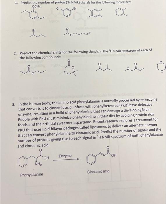 1. Predict the number of proton (¹H NMR) signals for | Chegg.com