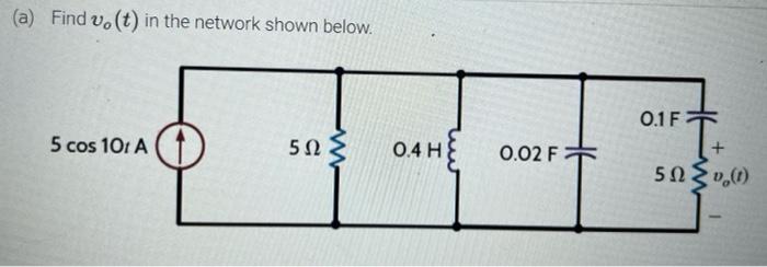Solved (a) Find vo(t) in the network shown below. | Chegg.com