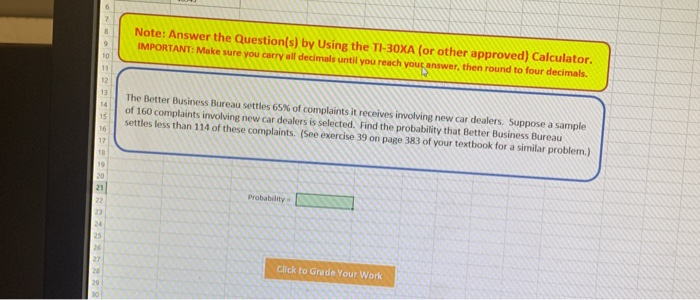 Solved Note: Answer the question(s) by Using the T1-30XA (or | Chegg.com